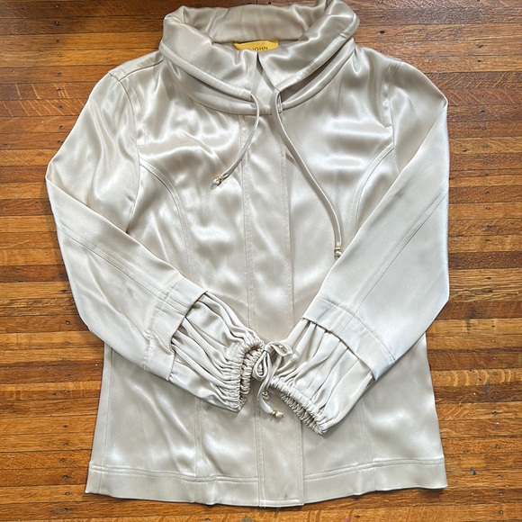 St. John | Jackets & Coats | St John Satin Zip Front Jacket | Poshmark